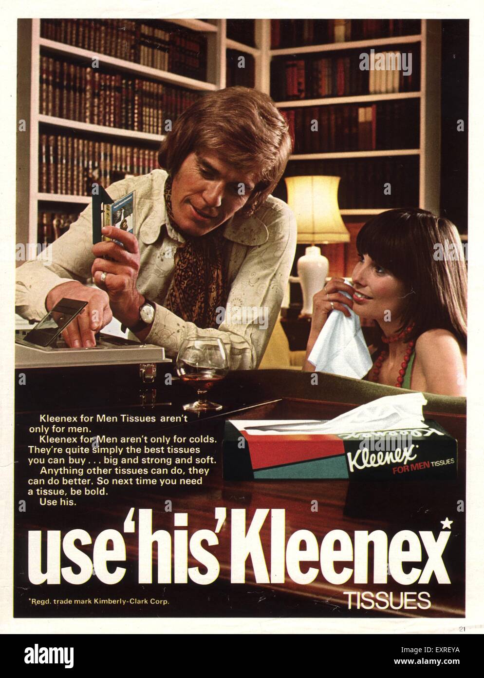 1970s UK Kleenex Magazine Advert Stock Photo - Alamy
