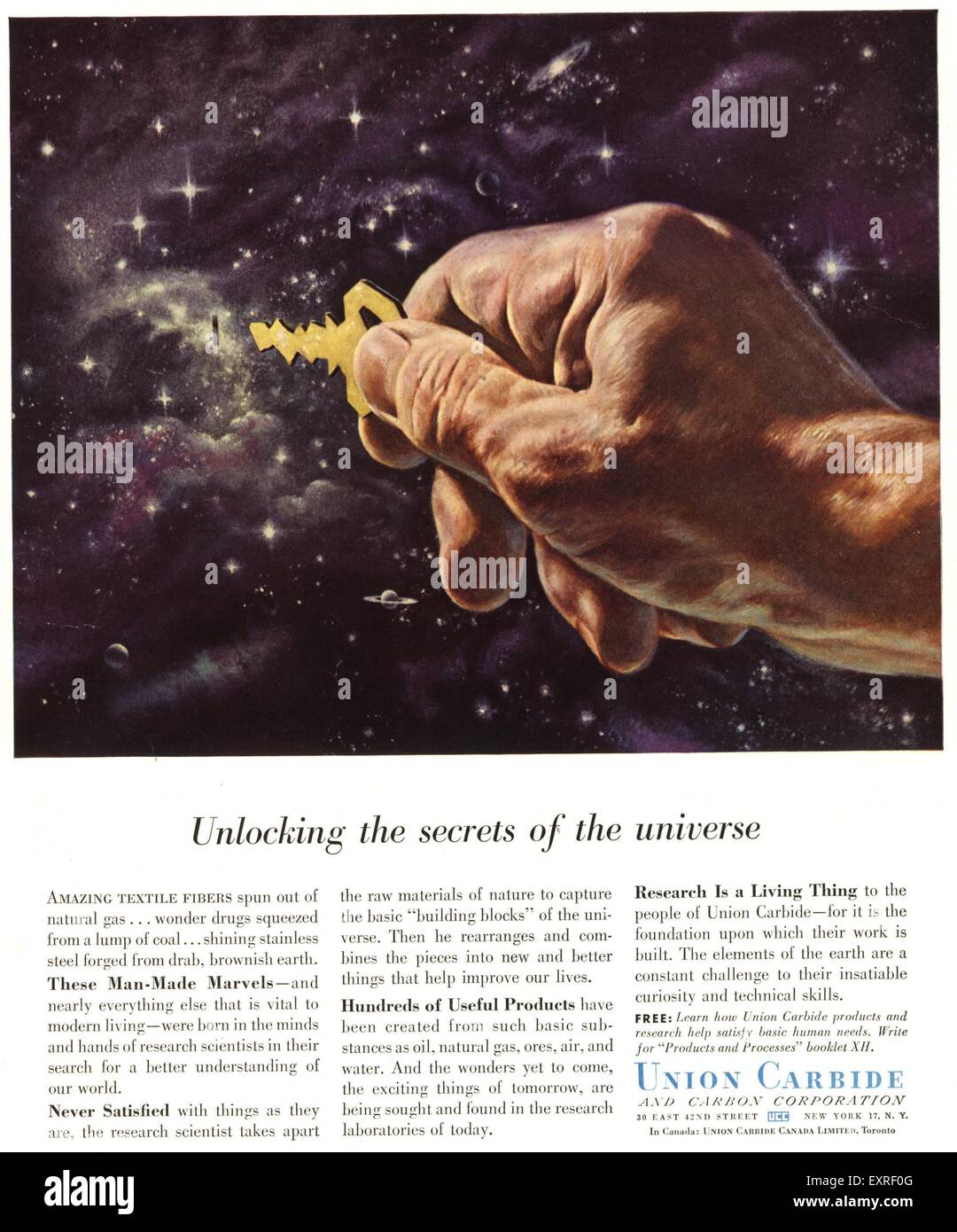 1950s USA Union Carbide Magazine Advert Stock Photo - Alamy