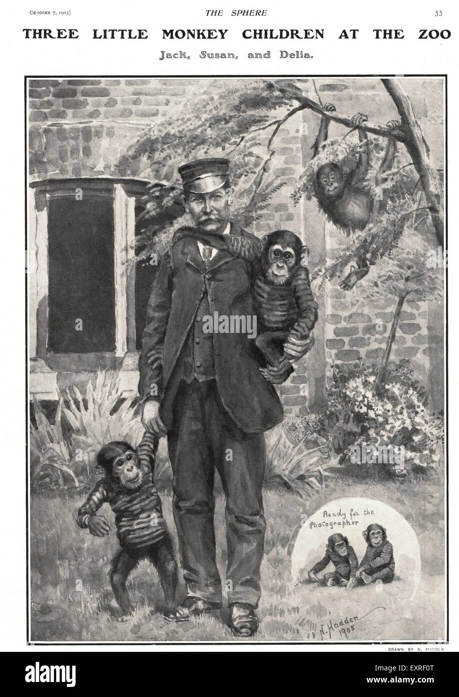 1900s UK Three Little Monkey Children Magazine Plate Stock Photo - Alamy
