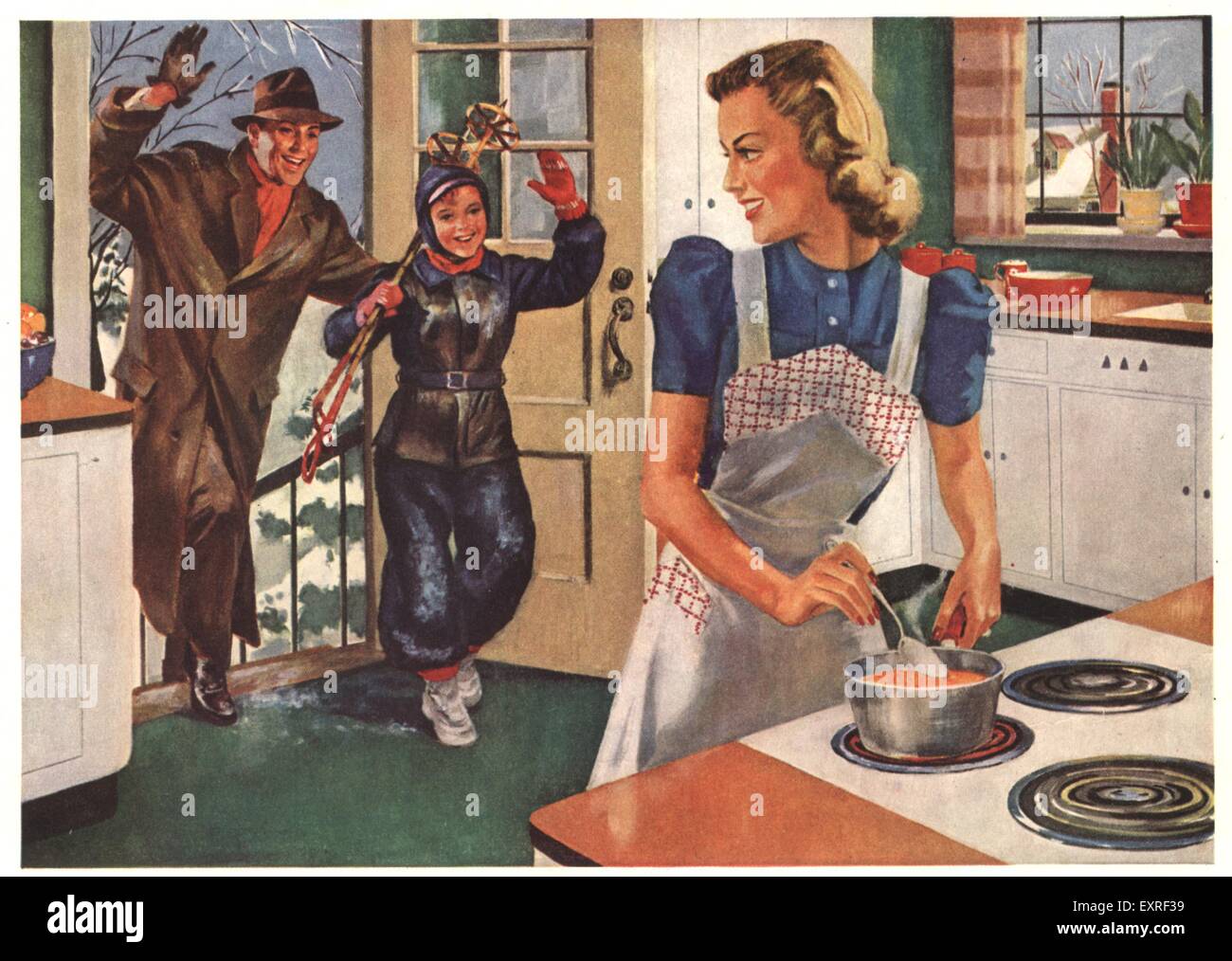 1950s USA Families Kitchens Magazine Advert Stock Photo - Alamy