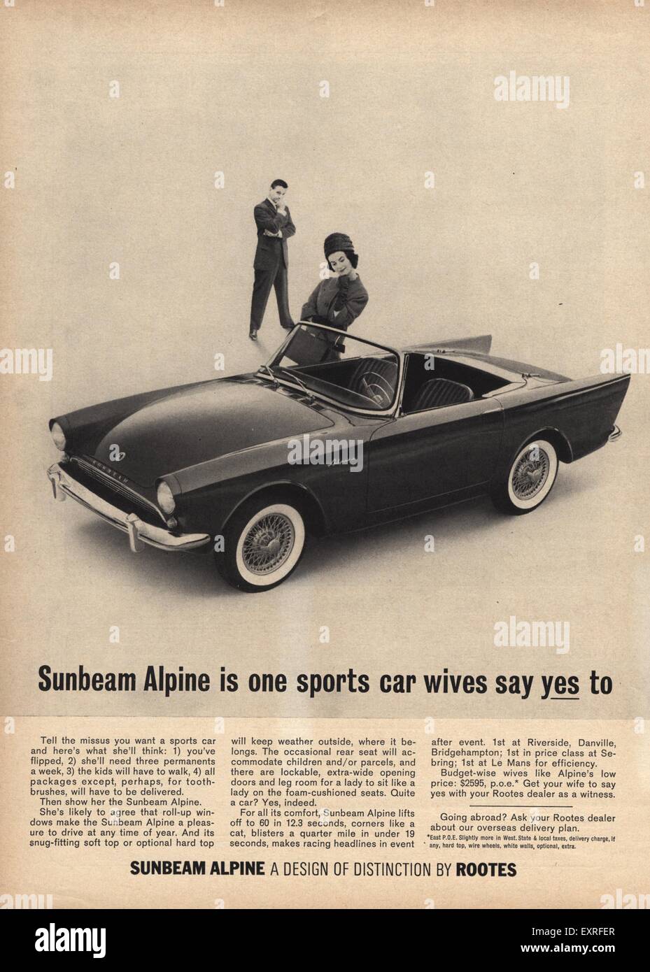1950s USA Sunbeam Alpine Magazine Advert Stock Photo - Alamy