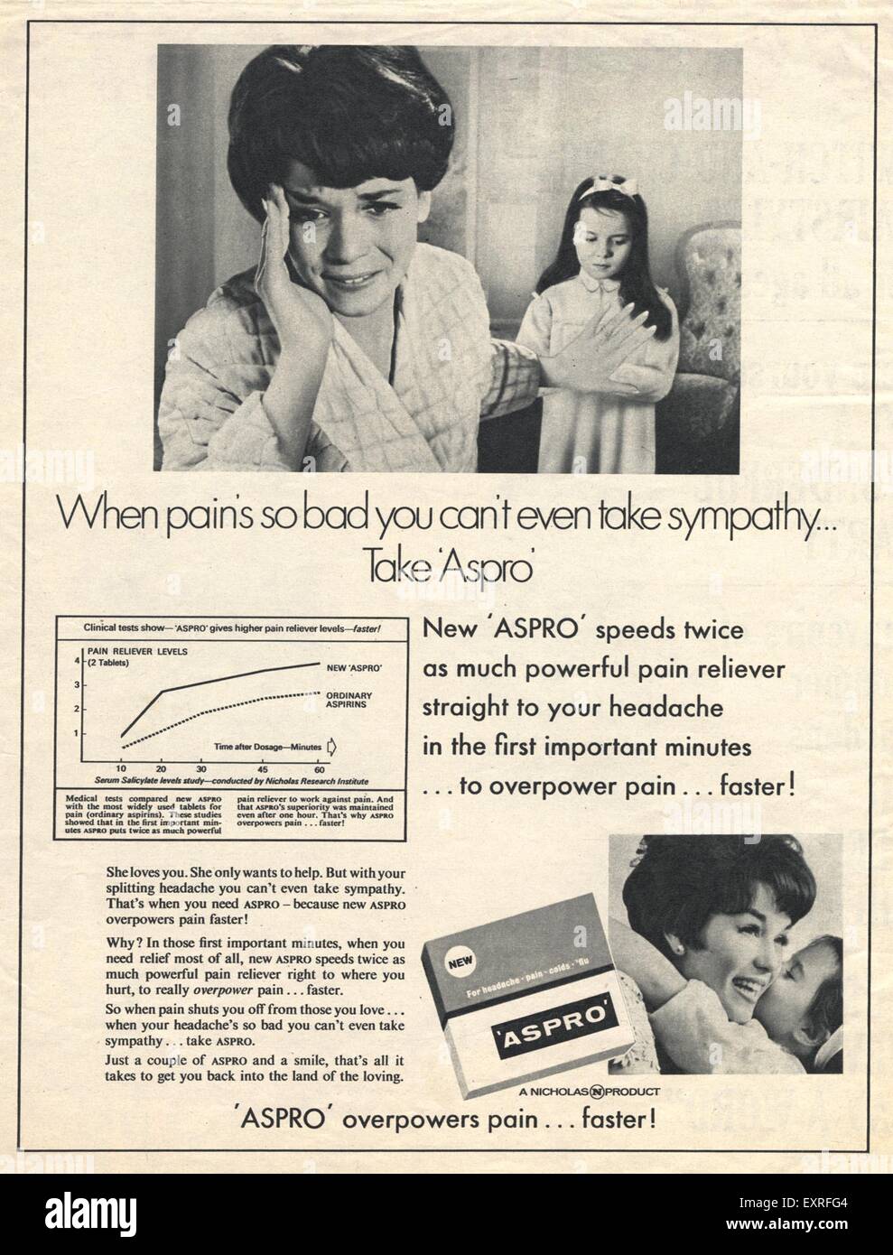 1960s UK Aspro Magazine Advert Stock Photo - Alamy