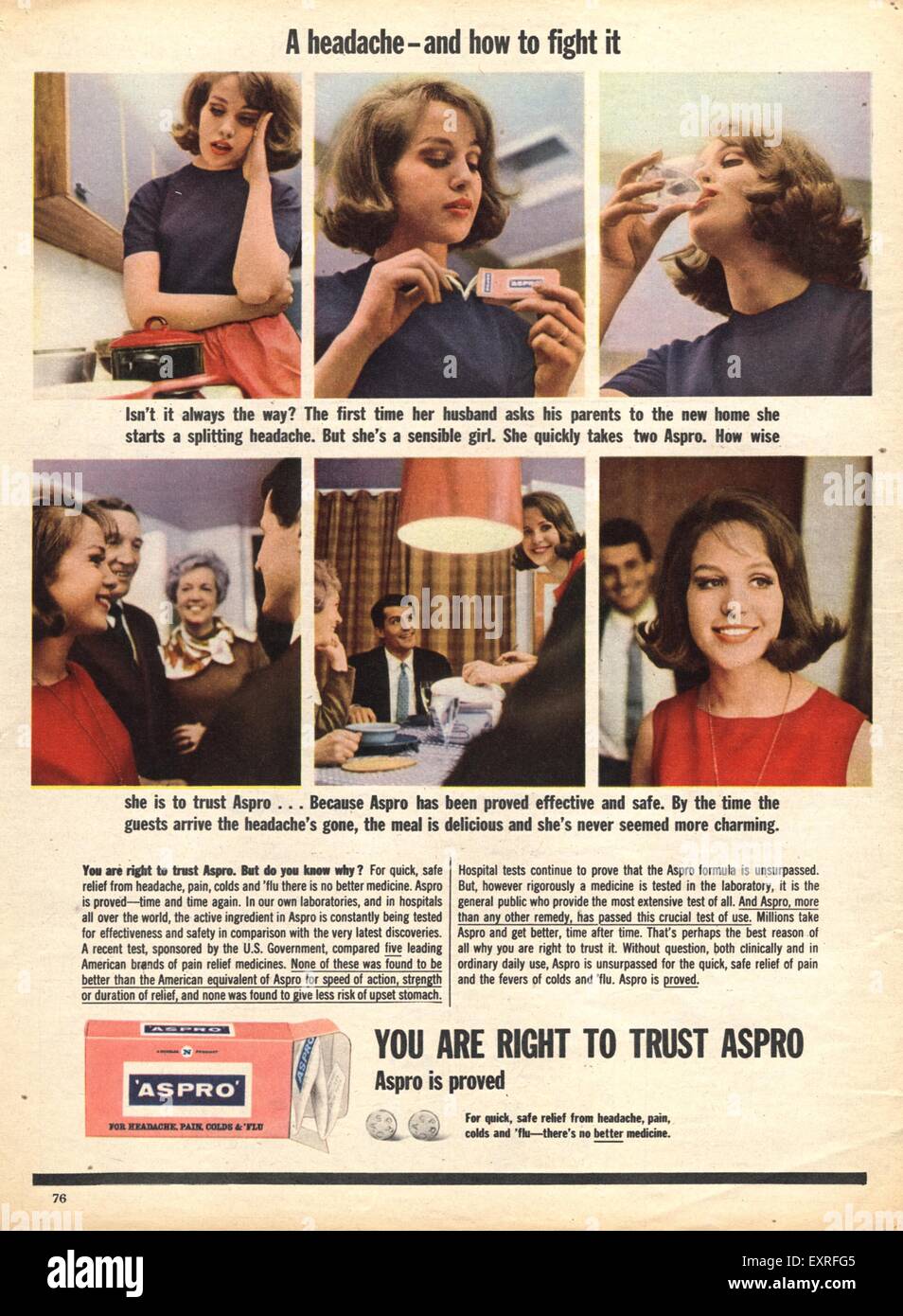 1970s UK Aspro Magazine Advert Stock Photo - Alamy