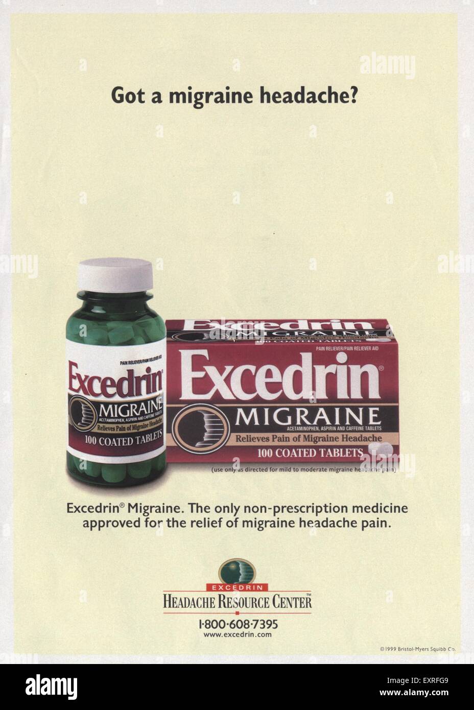 1990s USA Excedrin Magazine Advert Stock Photo - Alamy