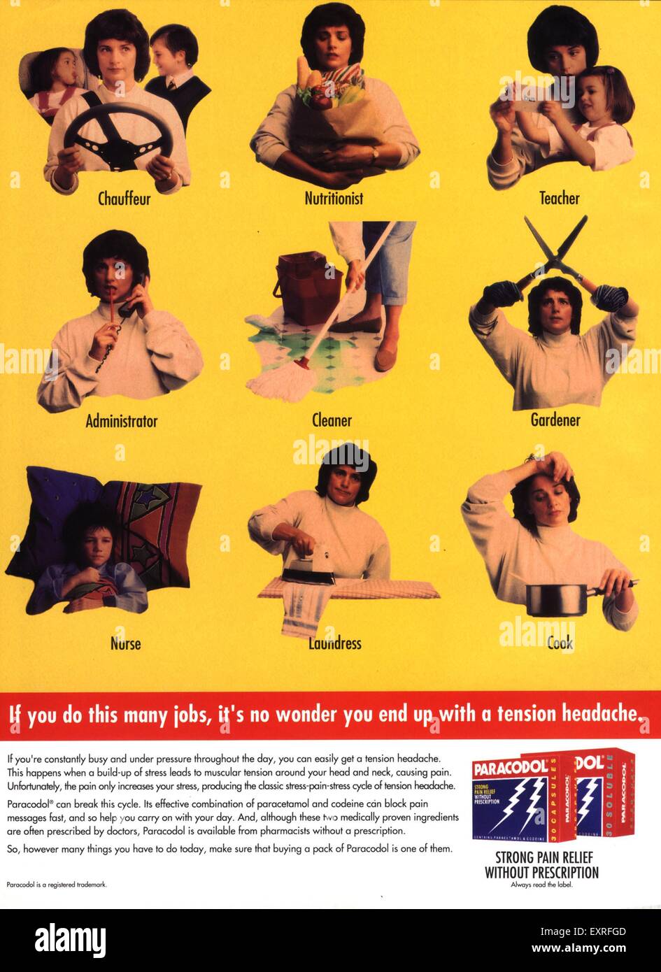 1990s UK Paracodol Magazine Advert Stock Photo - Alamy