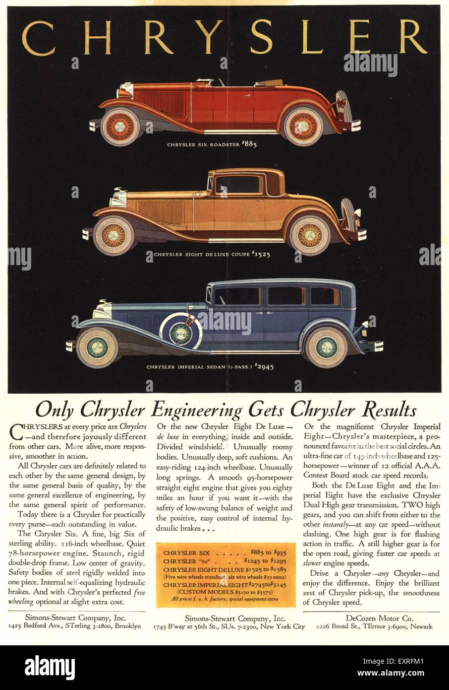 1930s USA Chrysler Magazine Advert Stock Photo - Alamy