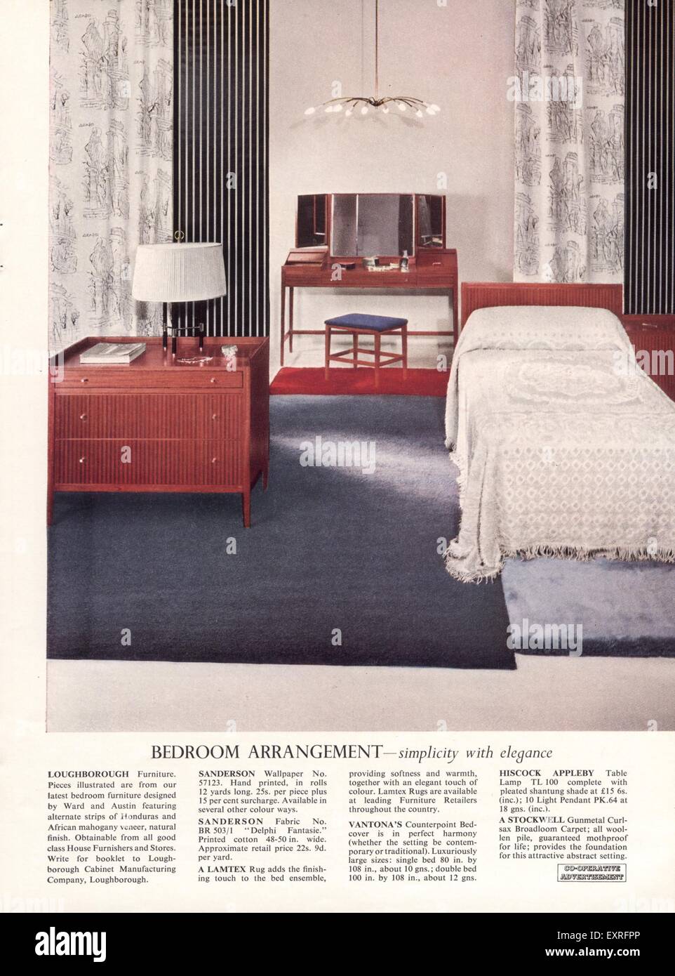 1950s UK Bedrooms Magazine Advert Stock Photo - Alamy