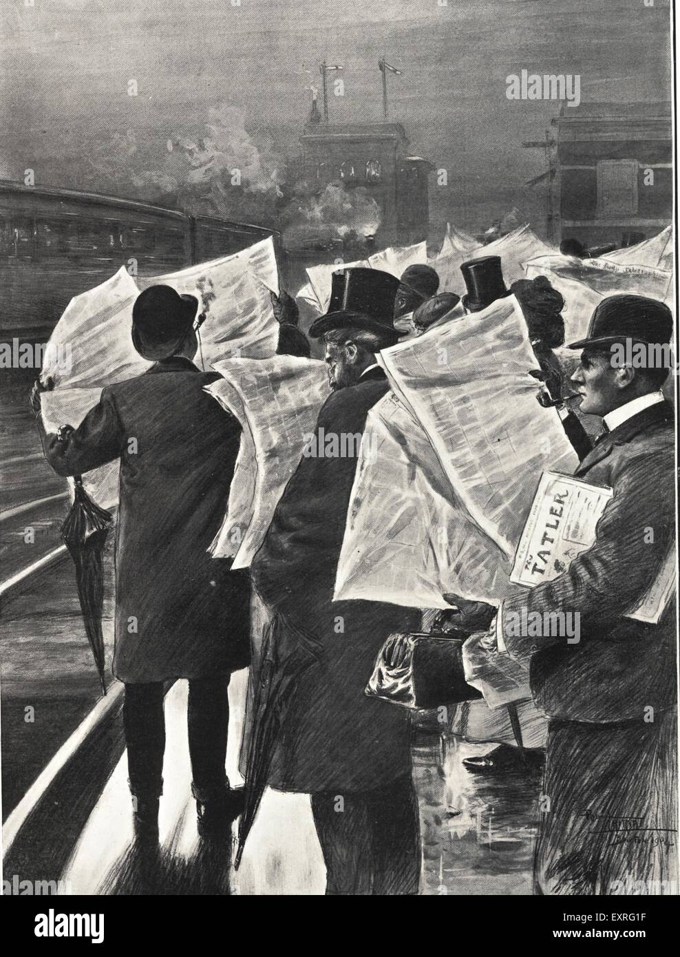 1910s UK Reading the Newspaper Magazine Plate Stock Photo - Alamy
