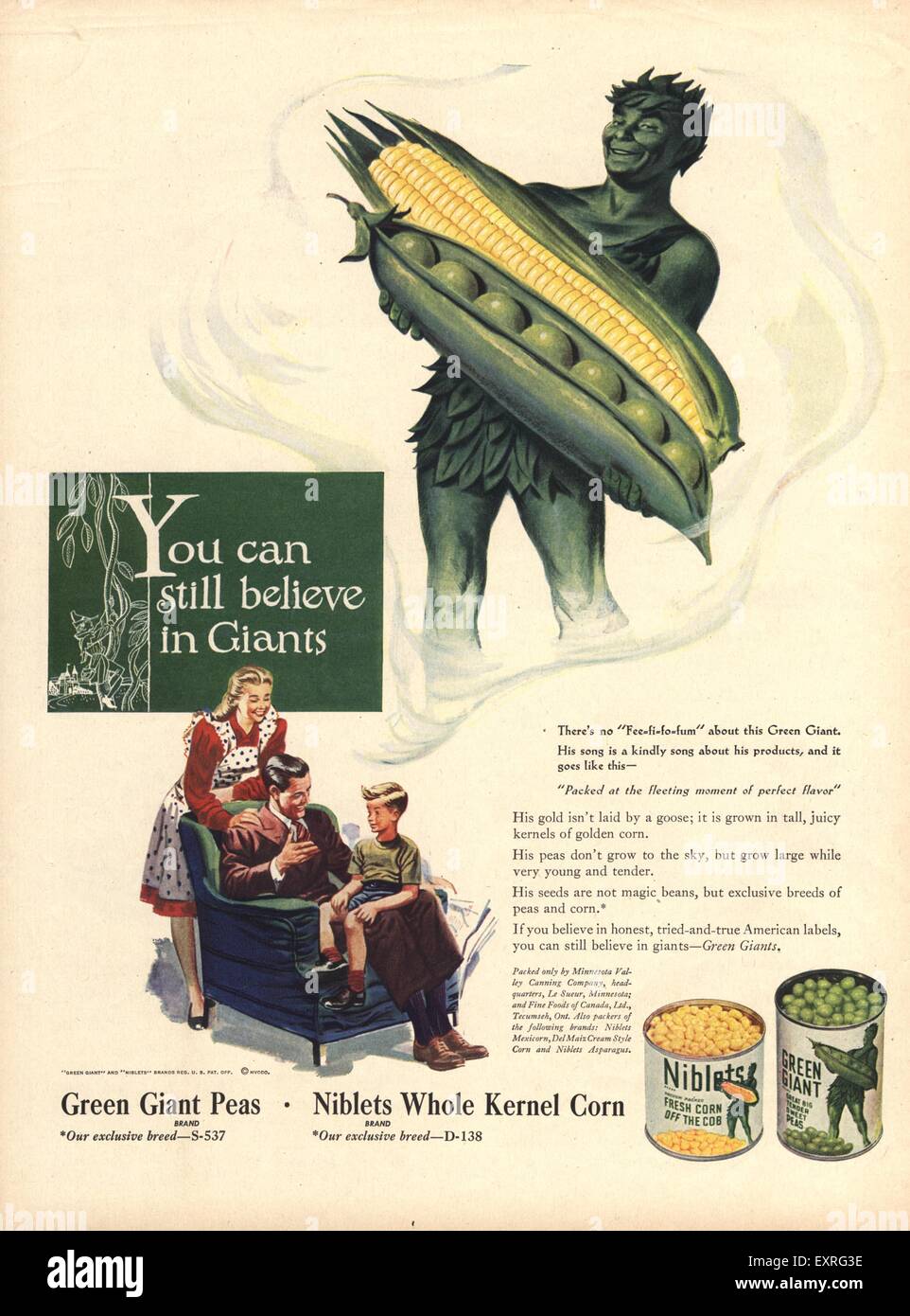 1950s USA Green Giant Magazine Advert Stock Photo - Alamy