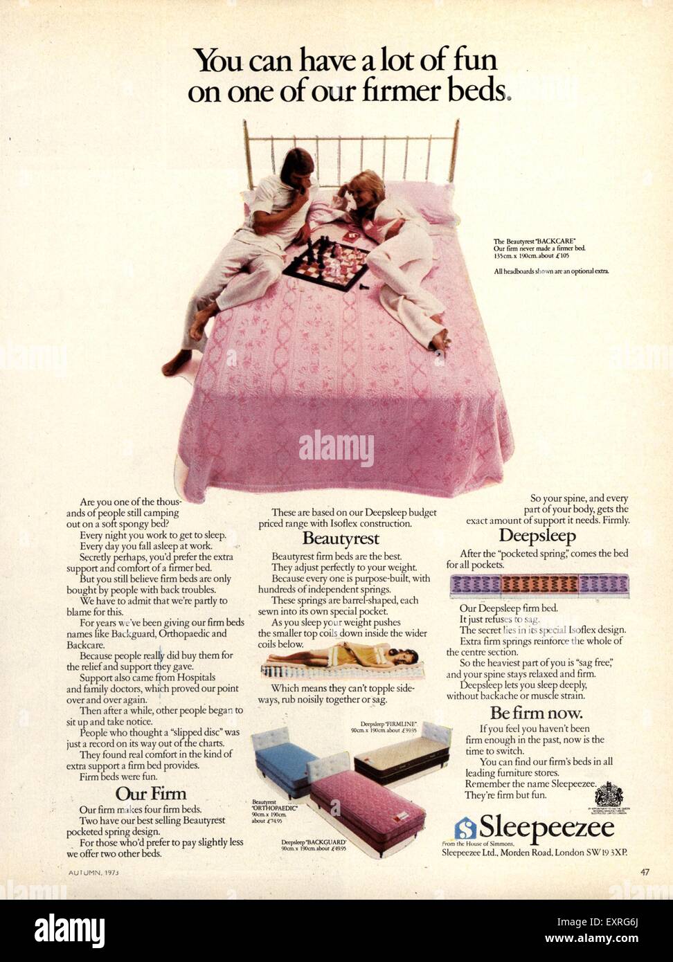 1970s UK Sleepeeze Magazine Advert Stock Photo - Alamy