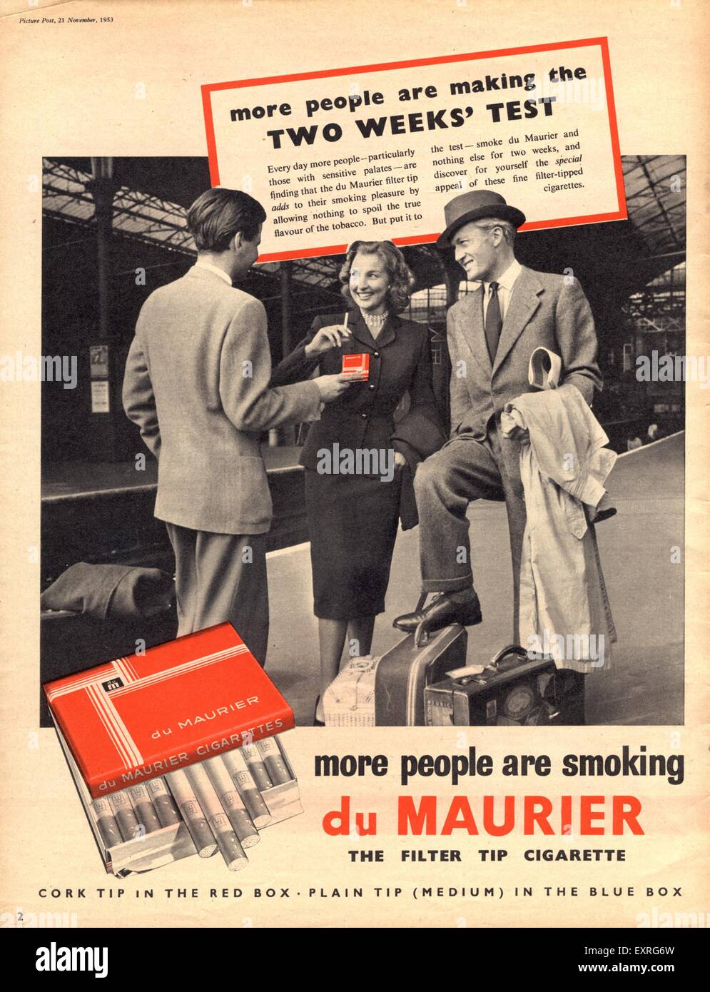 1950s UK Du Maurier Magazine Advert Stock Photo - Alamy
