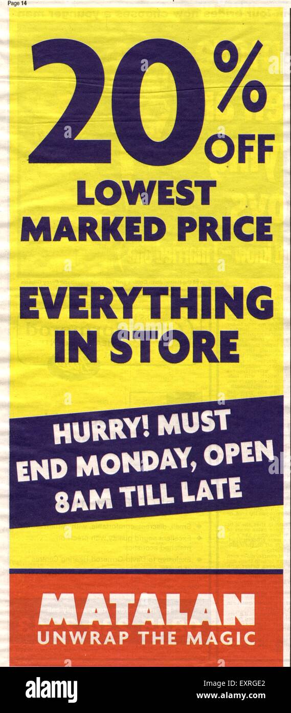 2000s UK Matalan Newspaper Advert Stock Photo - Alamy