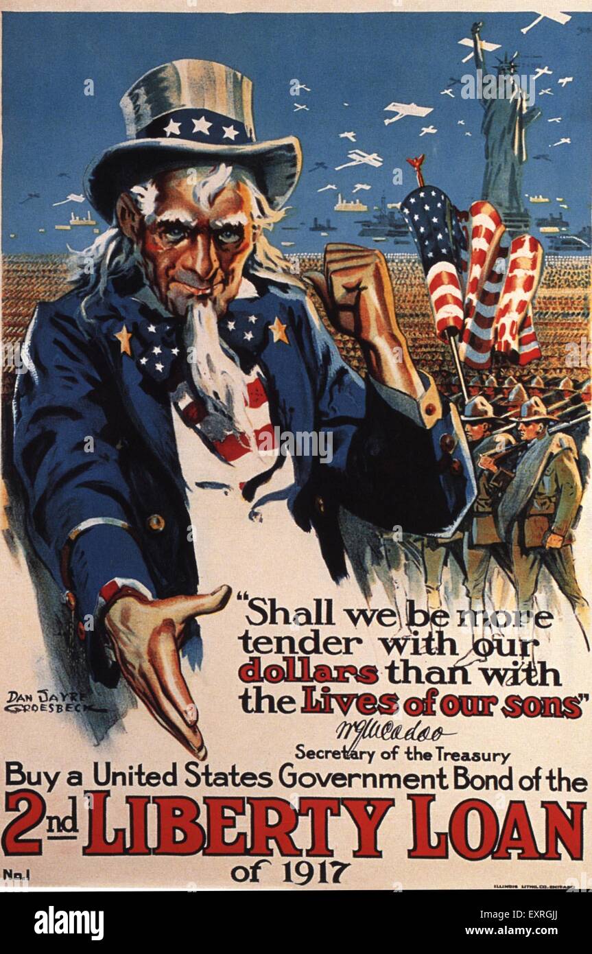 1910s USA Uncle Sam WW1 Liberty Loan Poster Stock Photo - Alamy