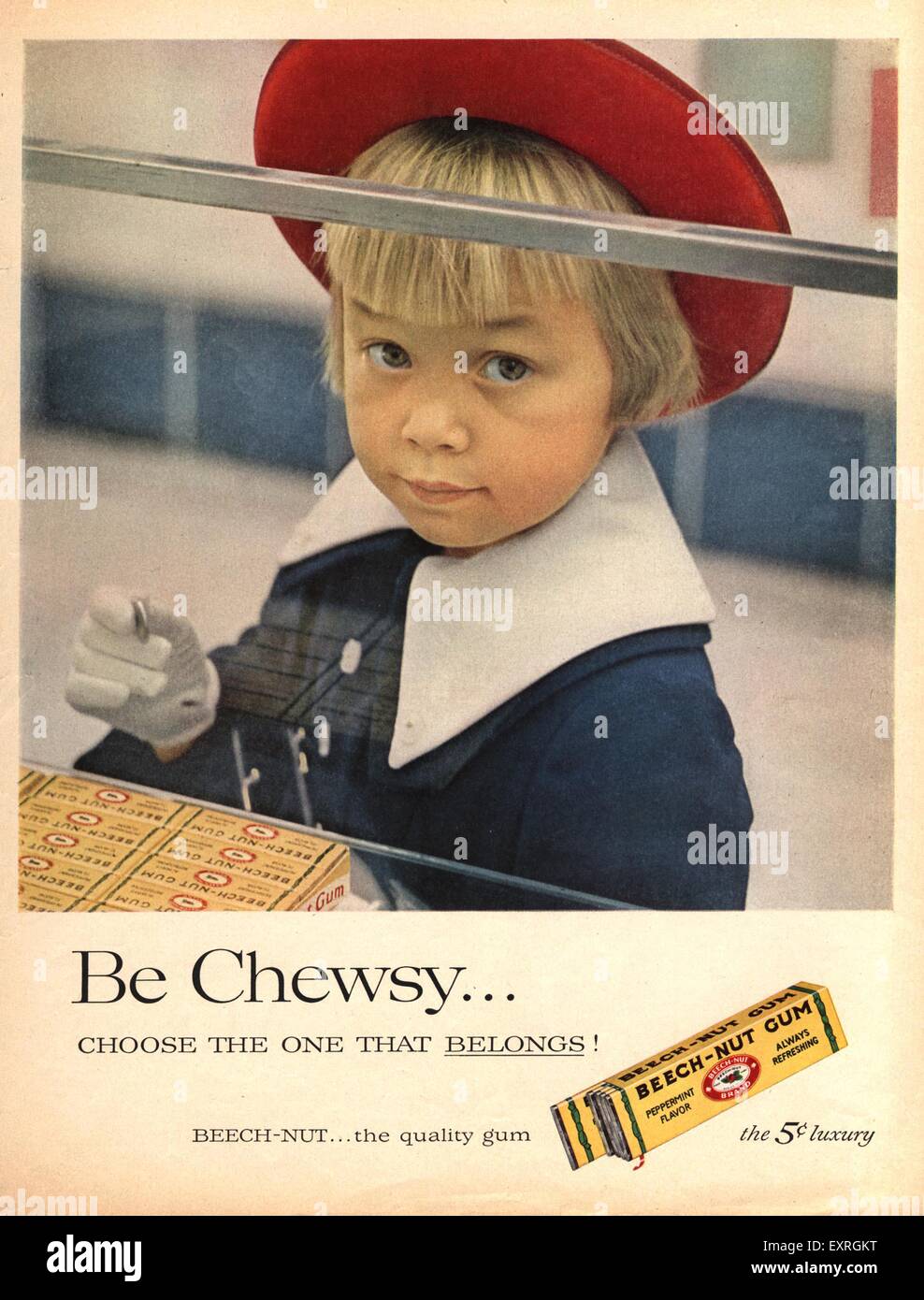 1950s USA Beech-Nut Gum Magazine Advert Stock Photo - Alamy