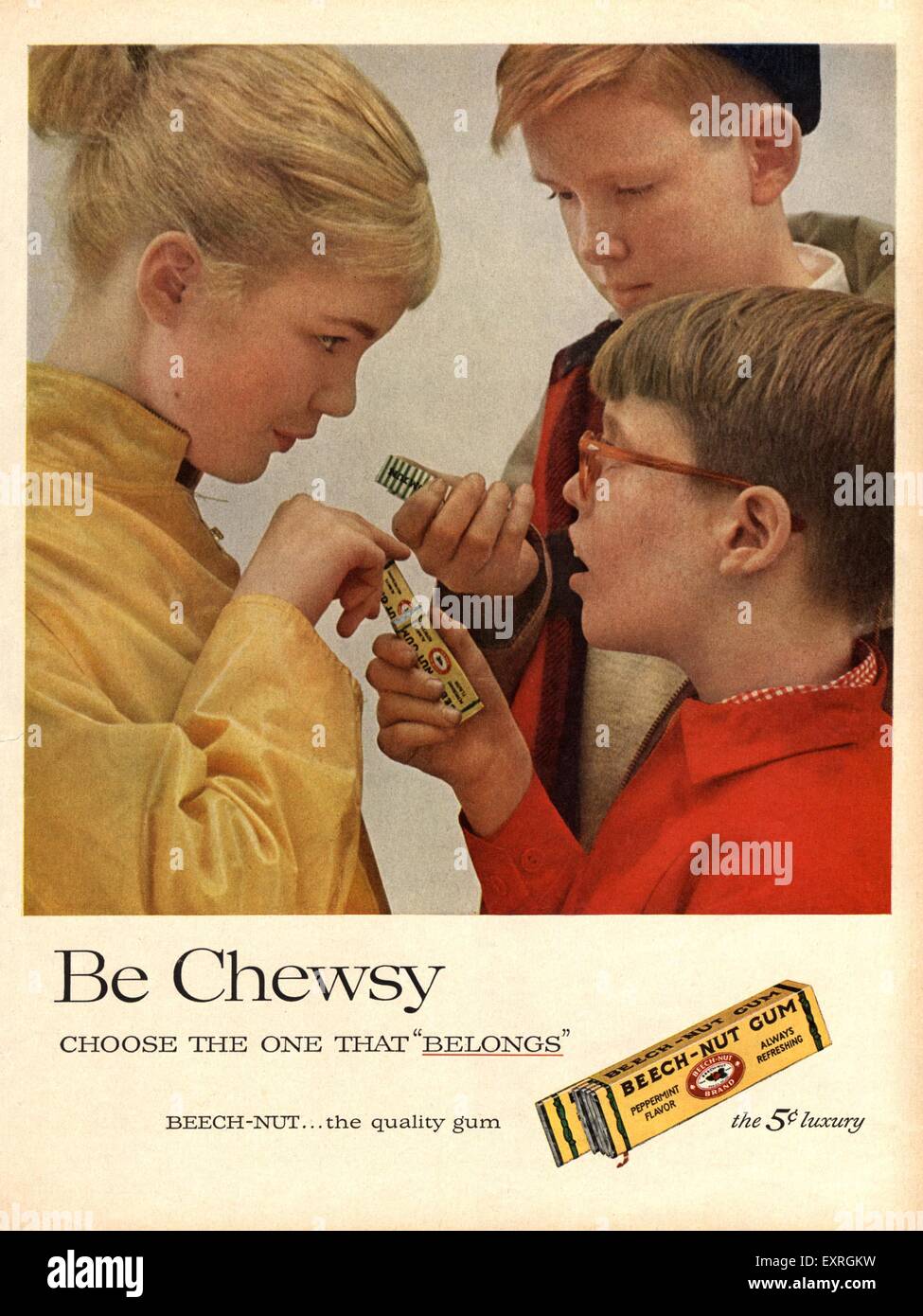 1950s USA Beech-Nut Gum Magazine Advert Stock Photo - Alamy