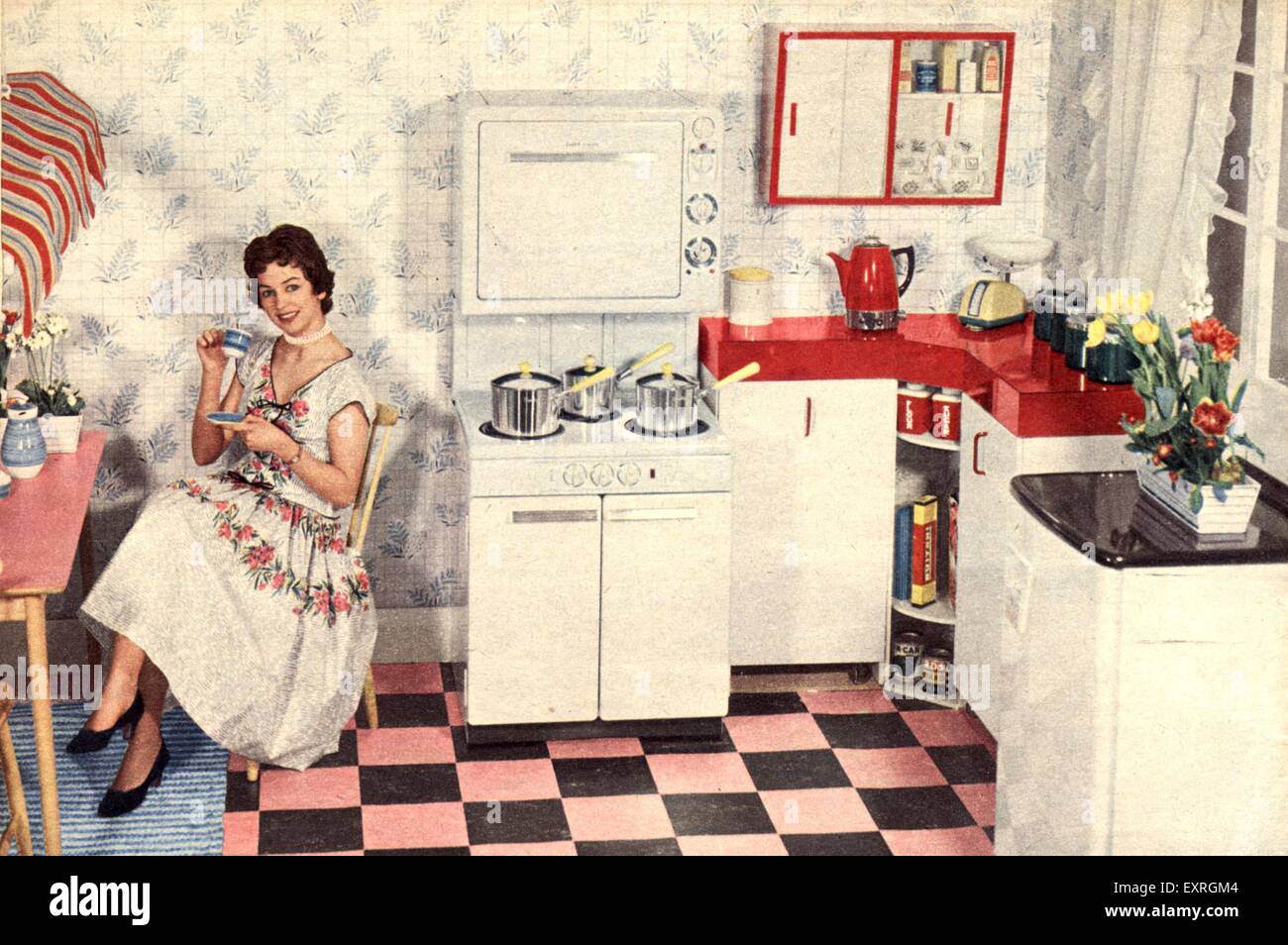 1950s UK Kitchens Interiors Magazine Advert Stock Photo - Alamy