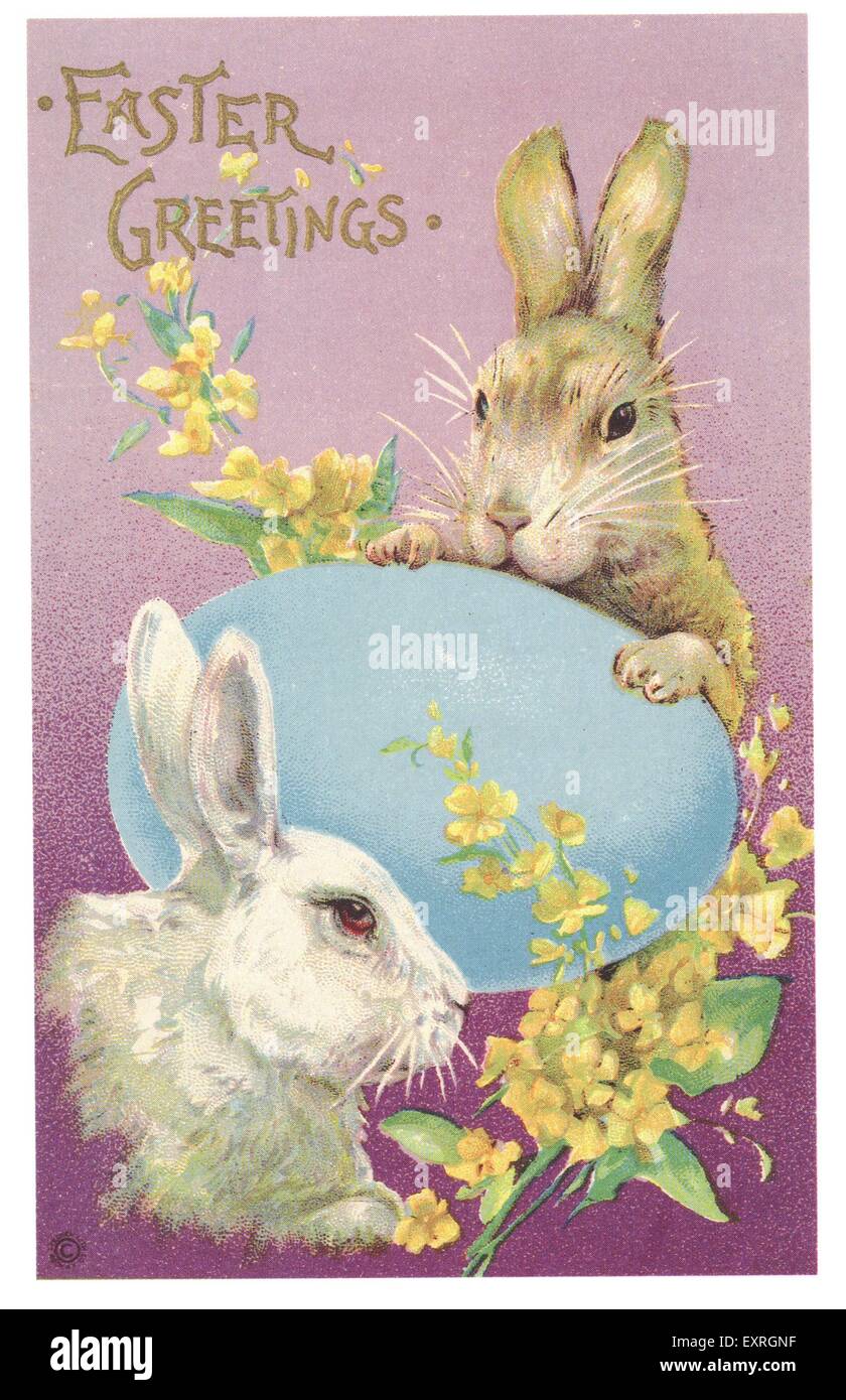 1900s USA Easter Rabbits Greetings Card Stock Photo - Alamy