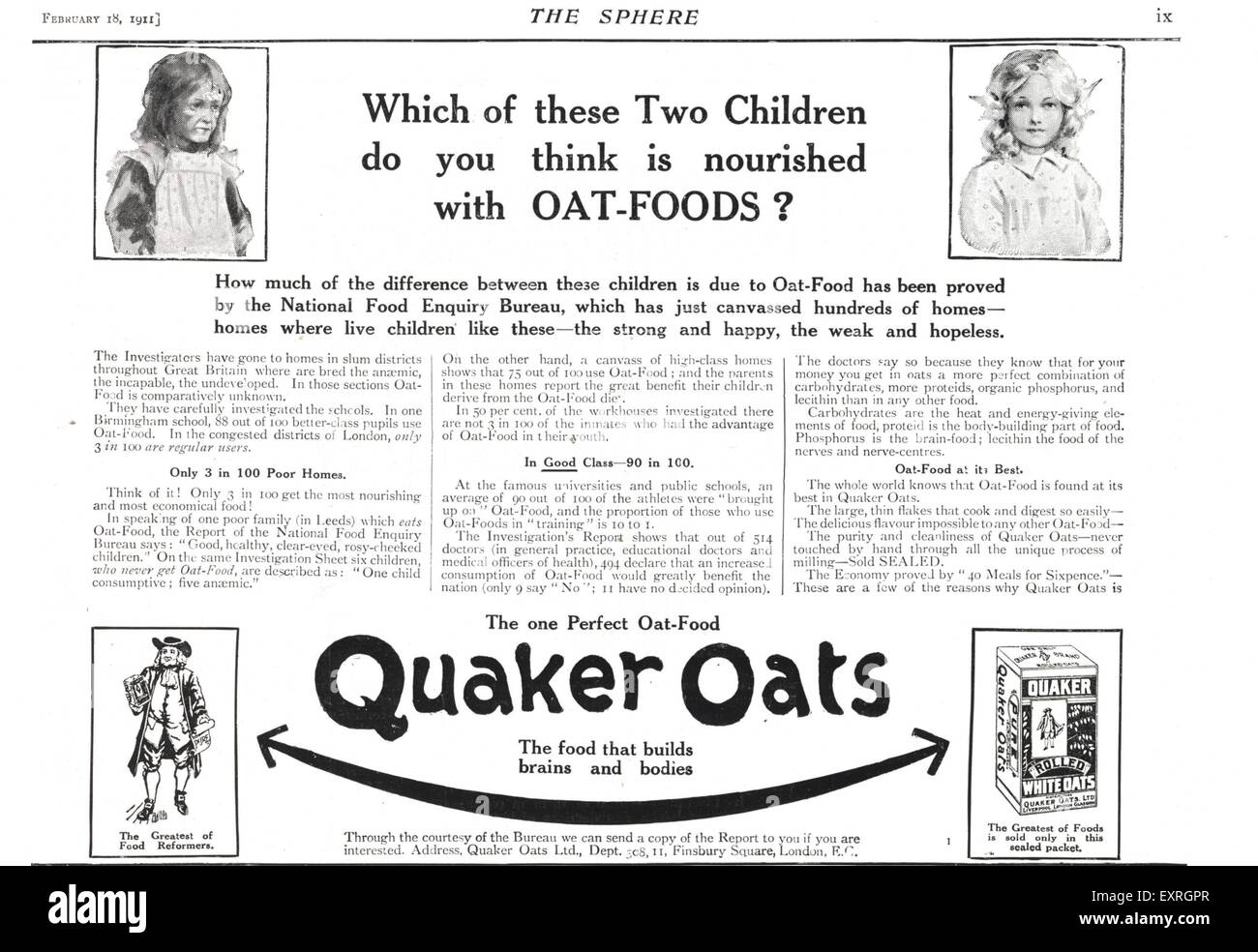 Quaker oats advert hi-res stock photography and images - Alamy