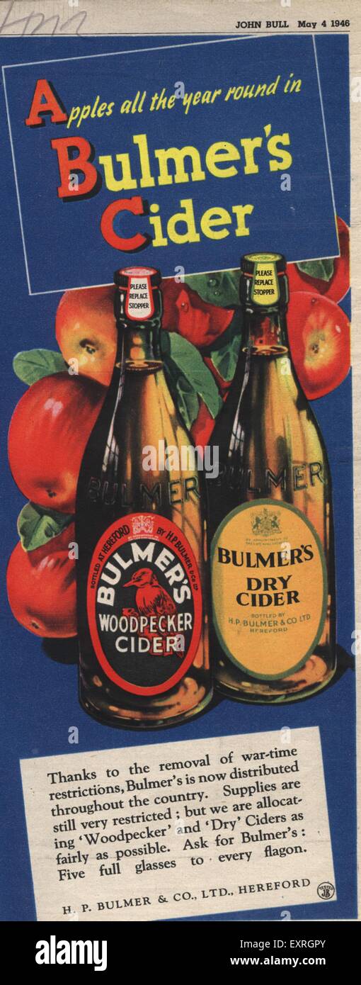 1940s UK Bulmer's Magazine Advert Stock Photo - Alamy