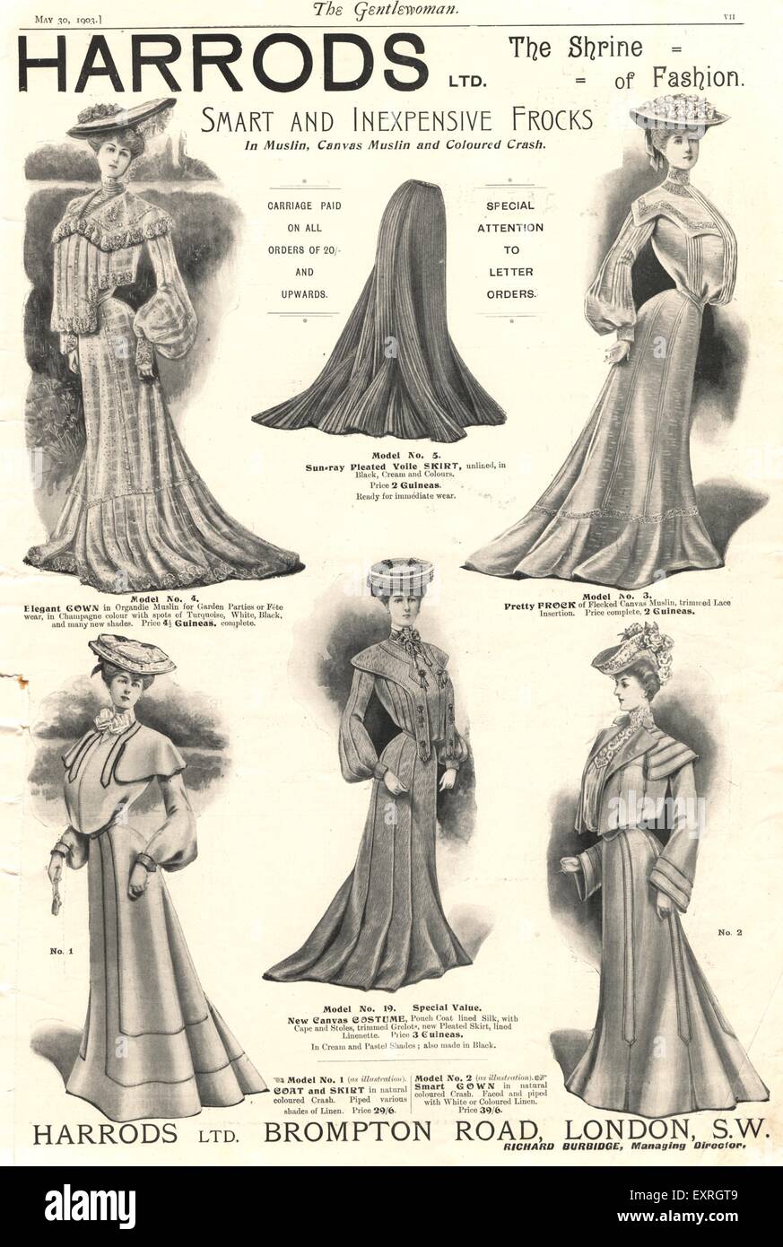 1900s UK Harrods Magazine Advert Stock Photo - Alamy