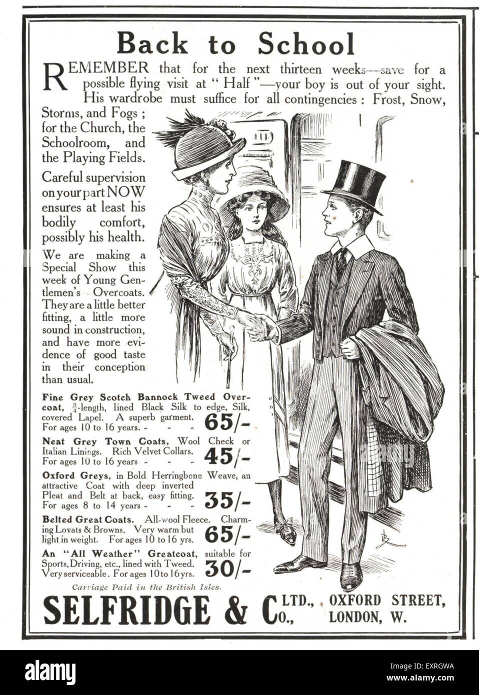 1900s UK Selfridges Magazine Advert Stock Photo - Alamy