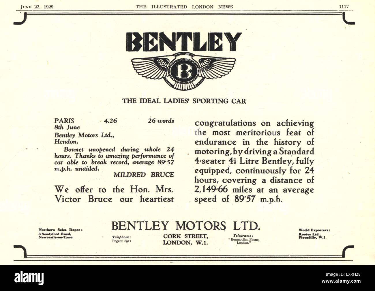 1920s UK Bentley Magazine Advert Stock Photo - Alamy