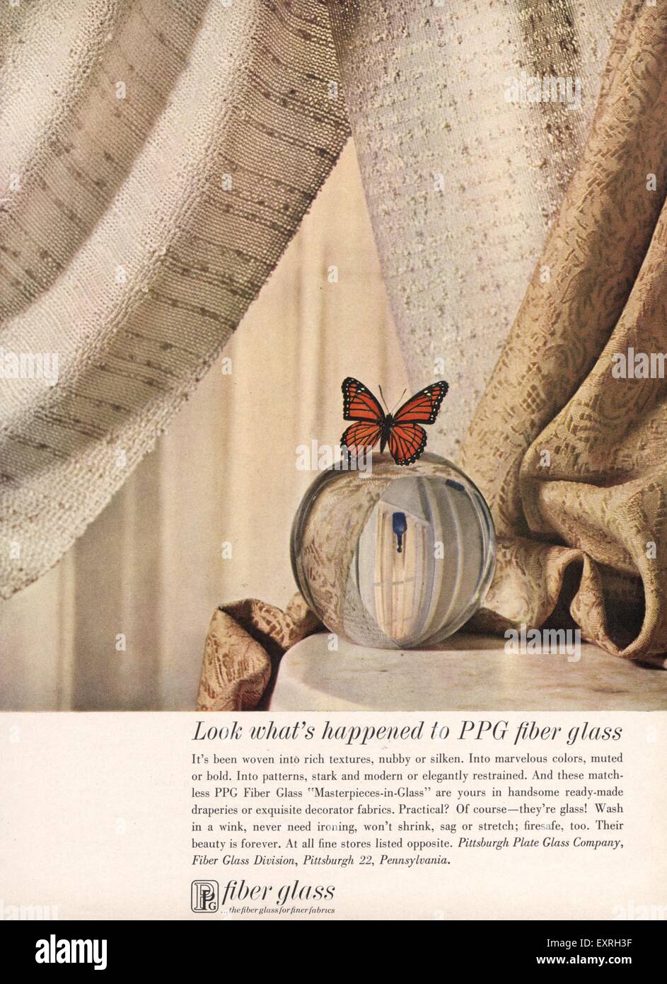 1970s USA Pittsburgh Plate Glass Company Magazine Advert Stock Photo ...