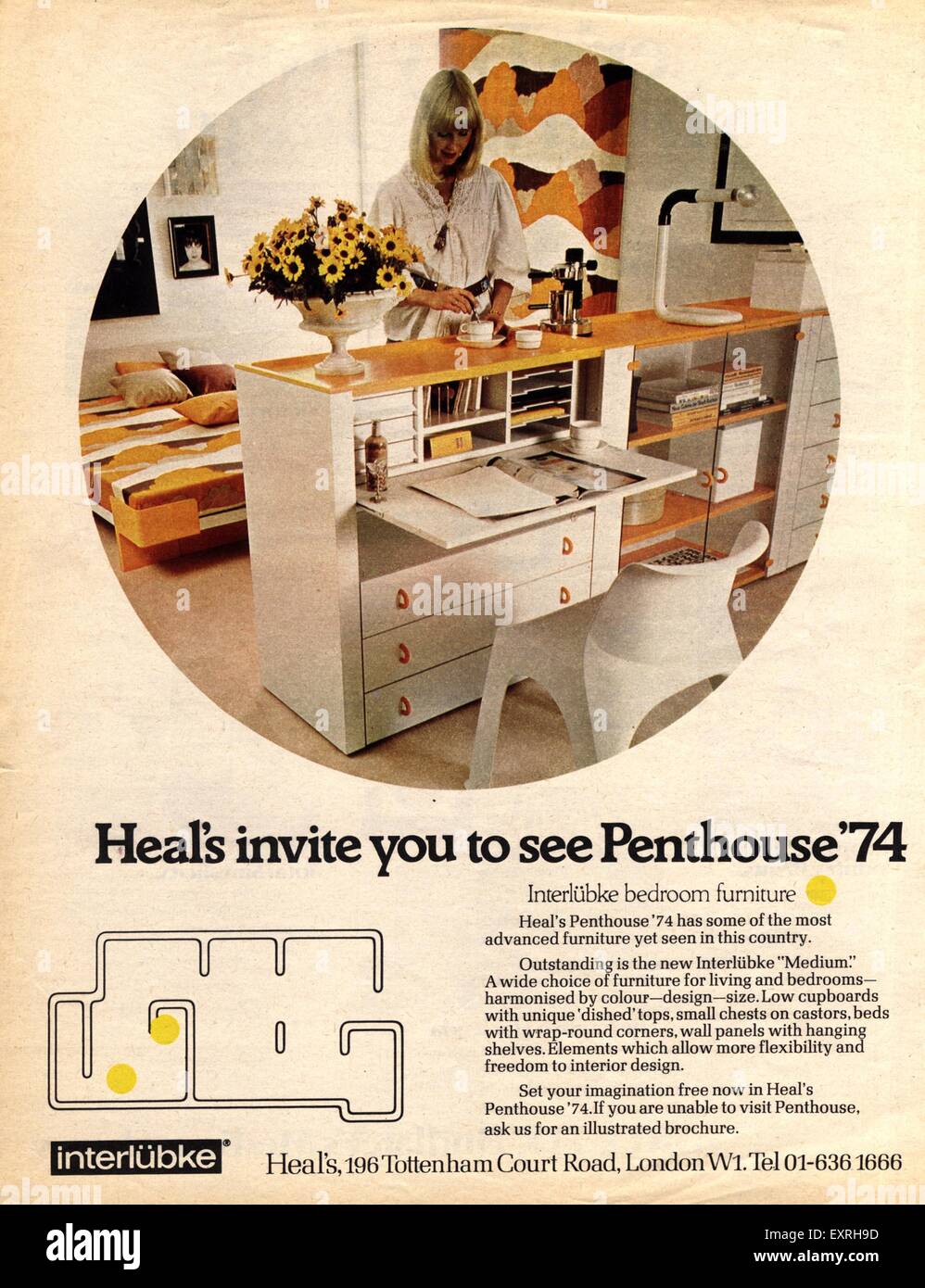 1970s UK Heal's Magazine Advert Stock Photo - Alamy