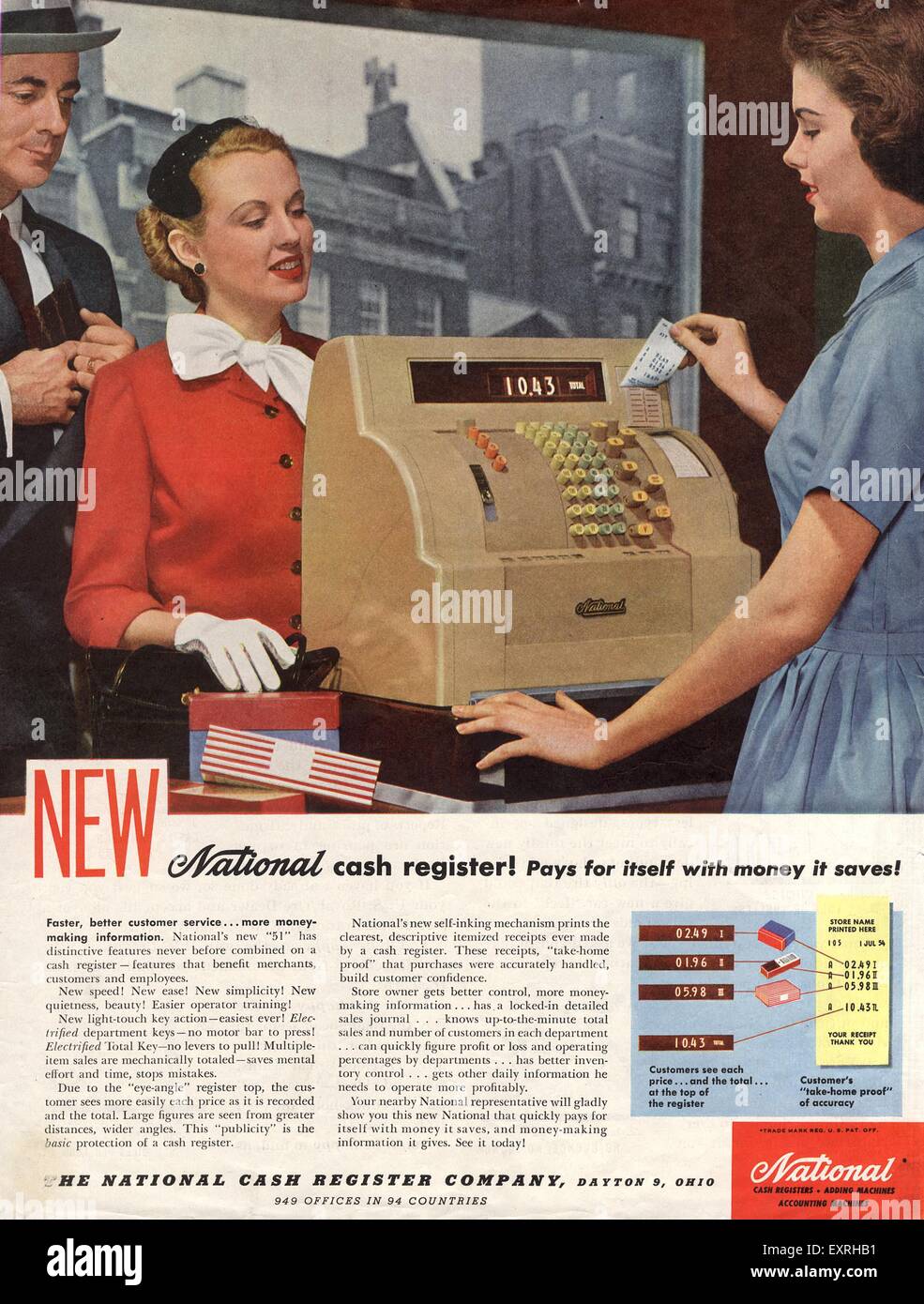 1950s USA National Cash Registers Magazine Advert Stock Photo - Alamy