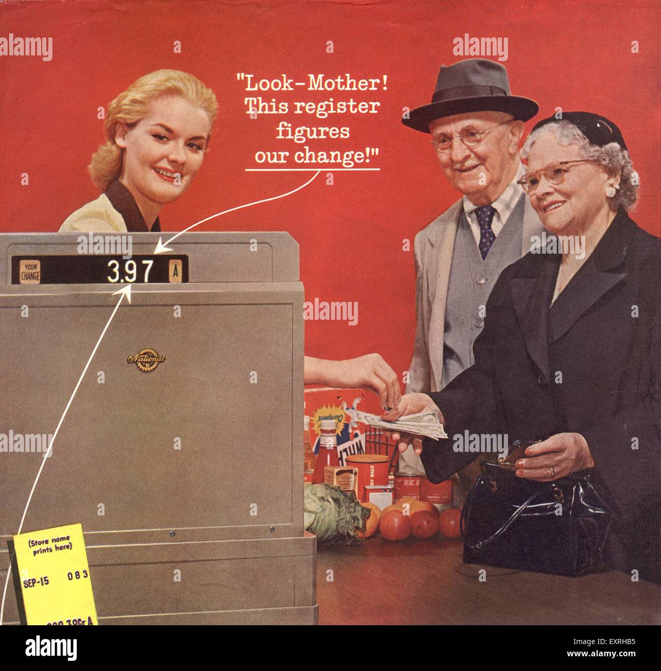 1950s USA National Cash Registers Magazine Advert (detail Stock Photo ...