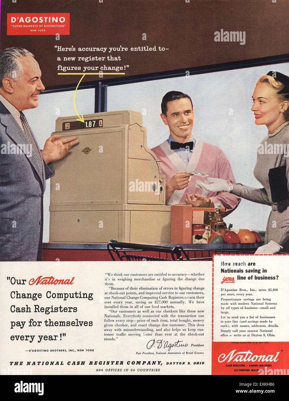 1950s USA National Cash Registers Magazine Advert Stock Photo - Alamy