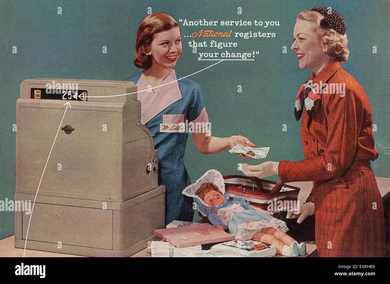 1950s USA National Cash Registers Magazine Advert (detail Stock Photo ...
