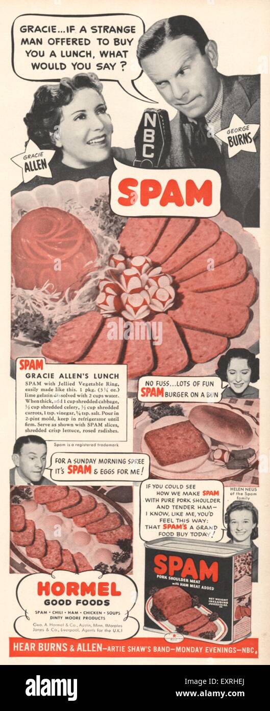 1940s UK Spam Magazine Advert Stock Photo - Alamy