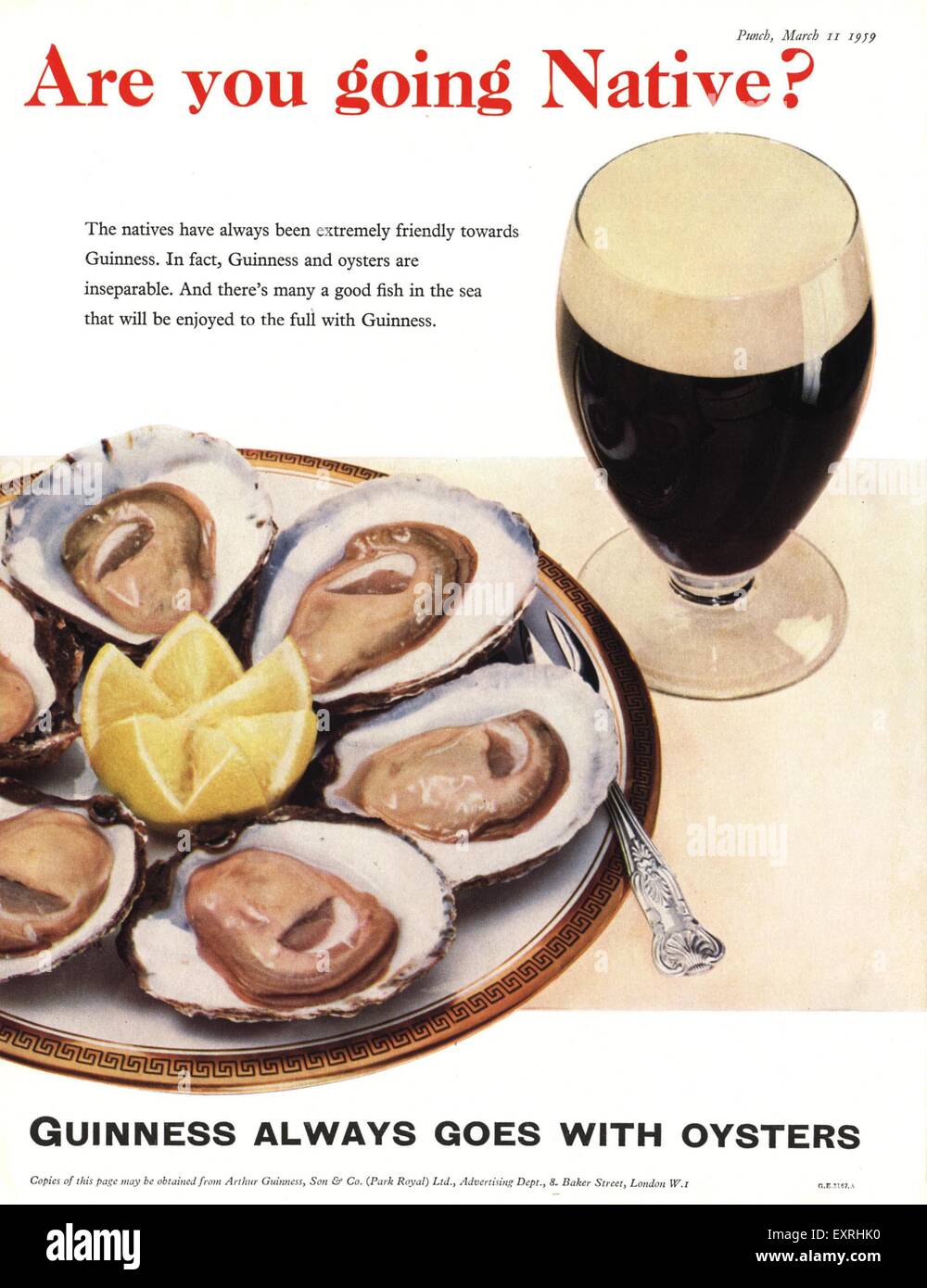 1950s UK Guinness Magazine Advert Stock Photo - Alamy