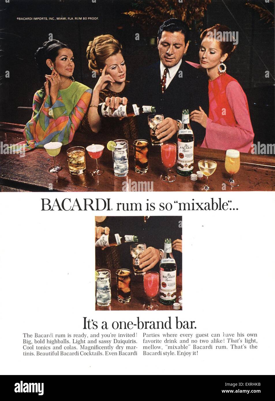 1960s USA Bacardi Magazine Advert Stock Photo - Alamy