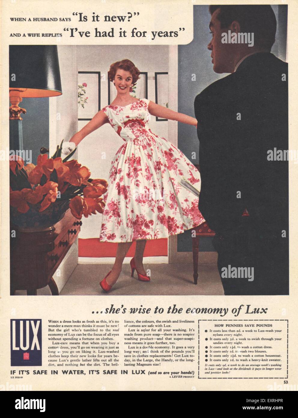 1950s UK Lux Magazine Advert Stock Photo - Alamy