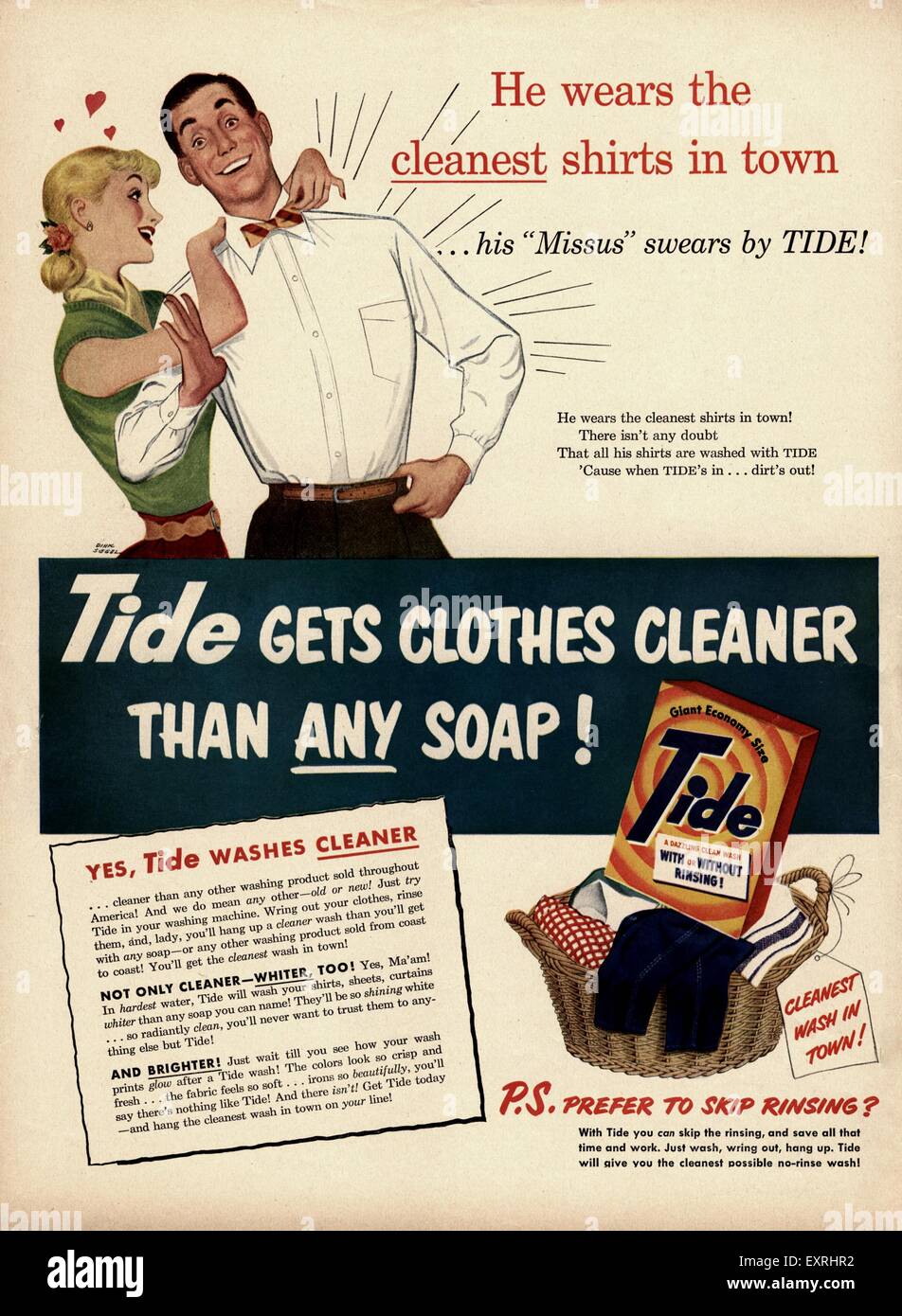 1950s UK Tide Magazine Advert Stock Photo - Alamy