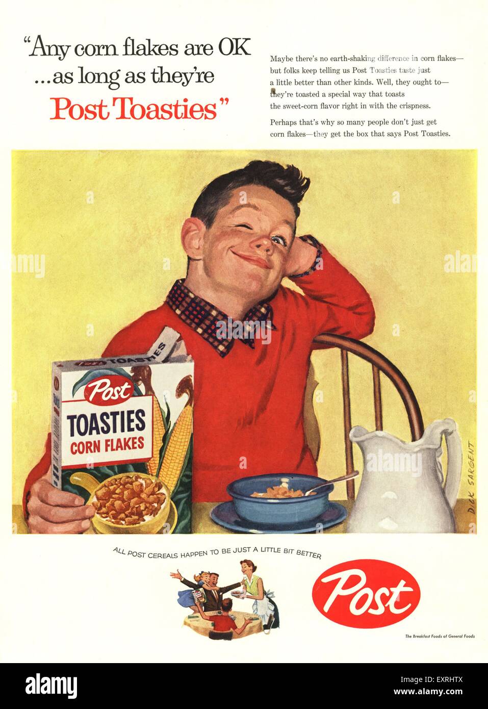 1950s USA Post Toasties Magazine Advert Stock Photo - Alamy