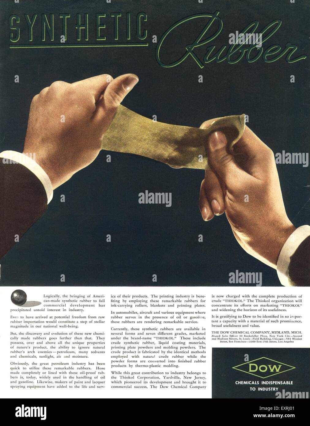 1950s USA Dow Rubber Magazine Advert Stock Photo - Alamy