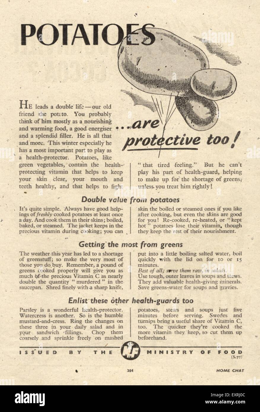1940s UK Potatoes Magazine Advert Stock Photo - Alamy