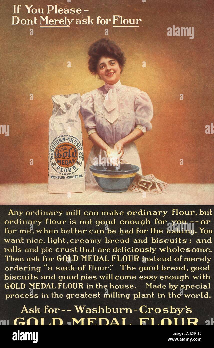 1900s USA Gold Medal Flour Magazine Advert Stock Photo - Alamy