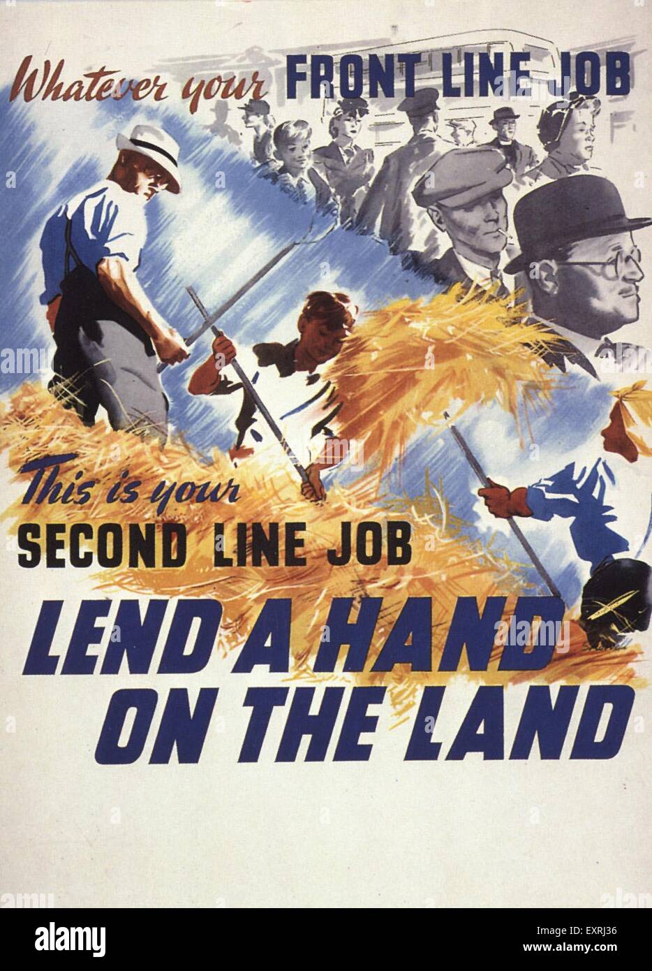 1940s UK Lend a Hand on the Land Poster Stock Photo - Alamy