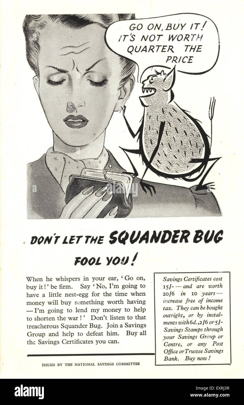 1940s UK The Squander Bug Magazine Advert Stock Photo - Alamy