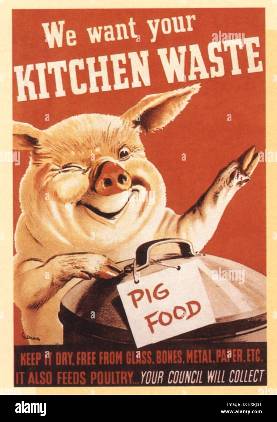 1940s UK WW2 Waste Poster Stock Photo - Alamy