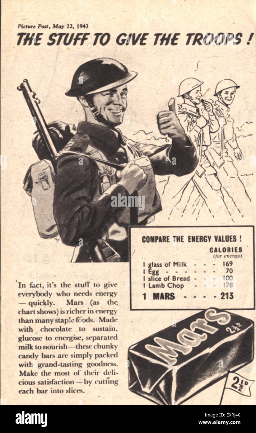 1940s UK Mars Magazine Advert Stock Photo - Alamy