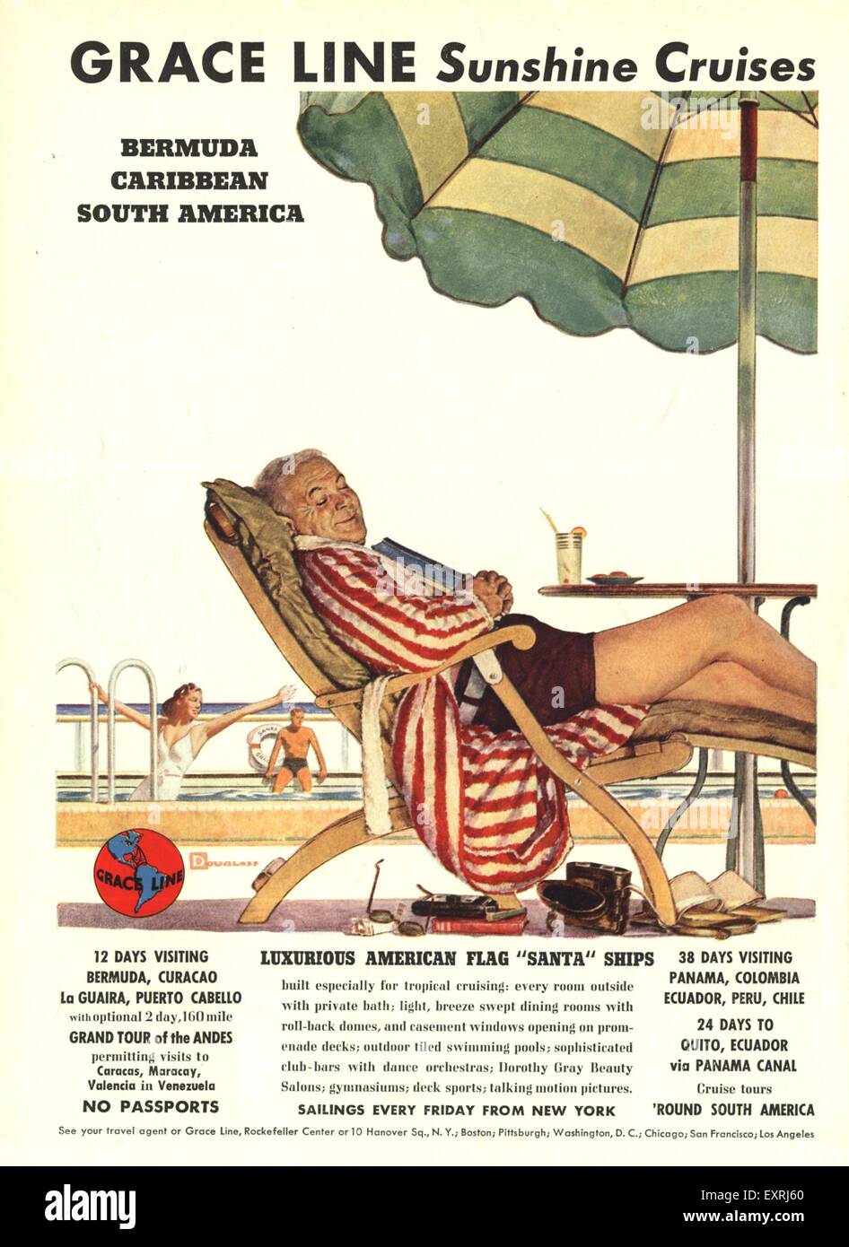 1950s USA Grace Line Magazine Advert Stock Photo - Alamy