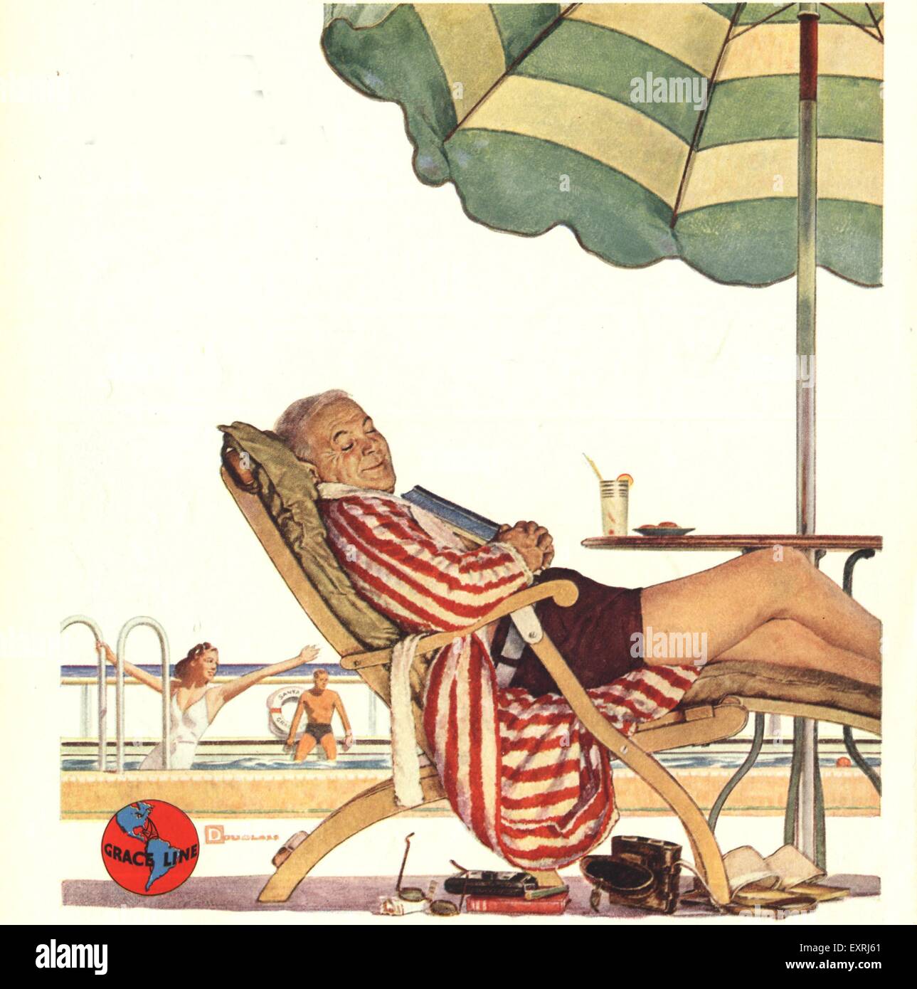 1950s UK Grace Line Magazine Advert Stock Photo - Alamy