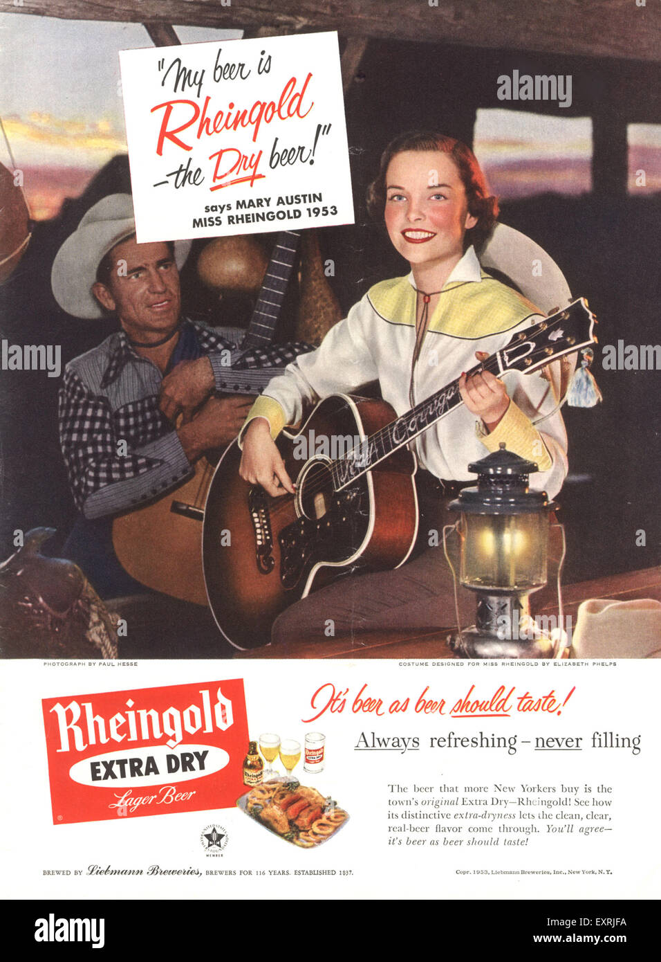 1950s USA Rheingold Magazine Advert Stock Photo - Alamy