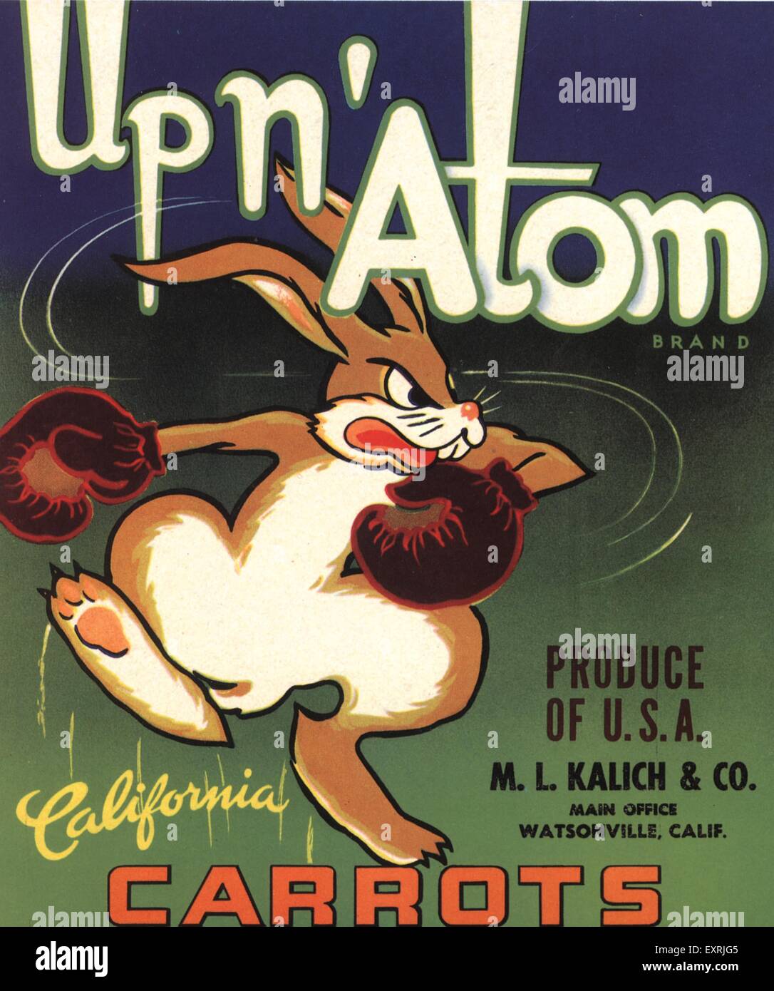 1930s USA Up n' Atom Label Stock Photo - Alamy