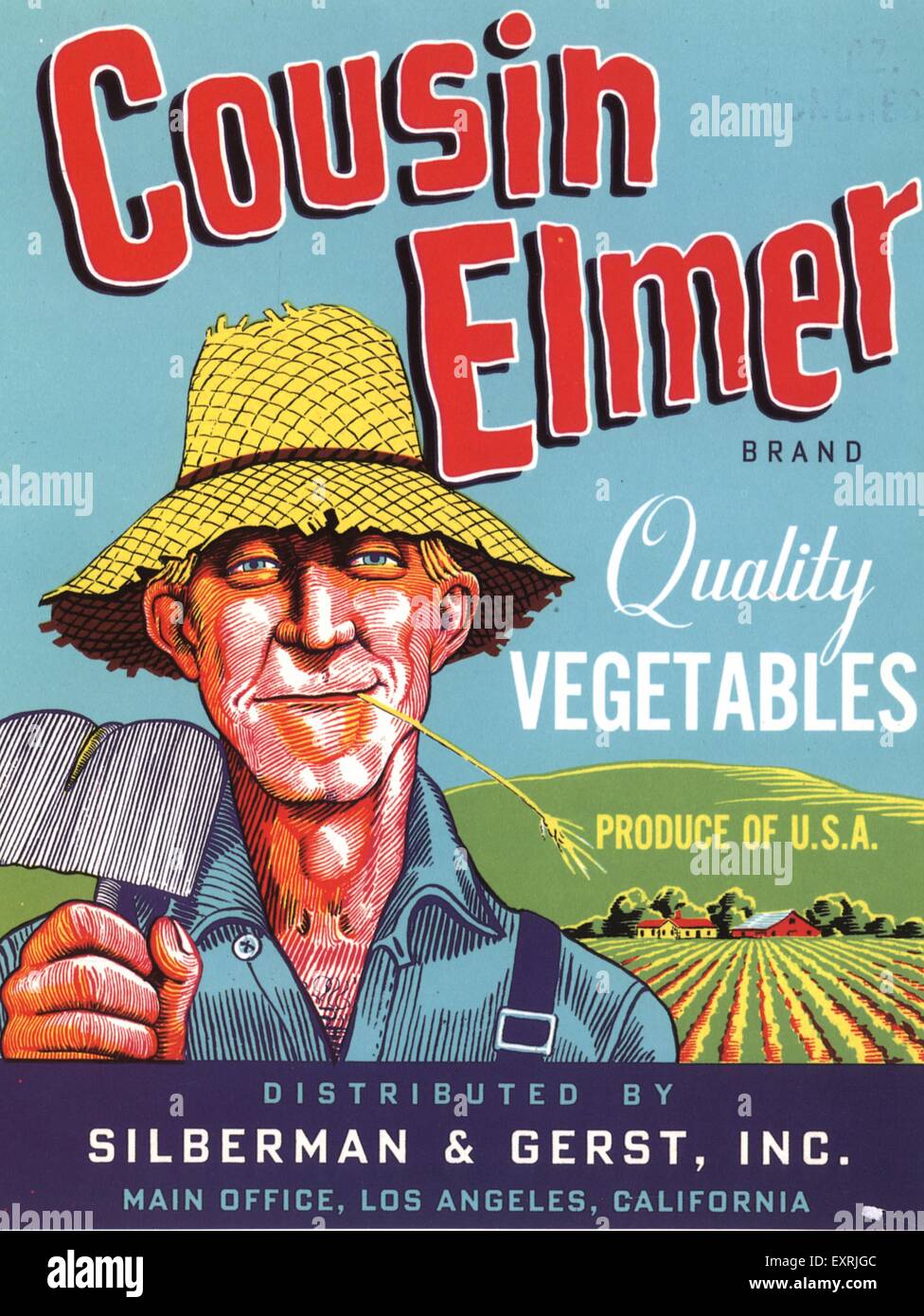 1930s USA Cousin Elmer Label Stock Photo - Alamy